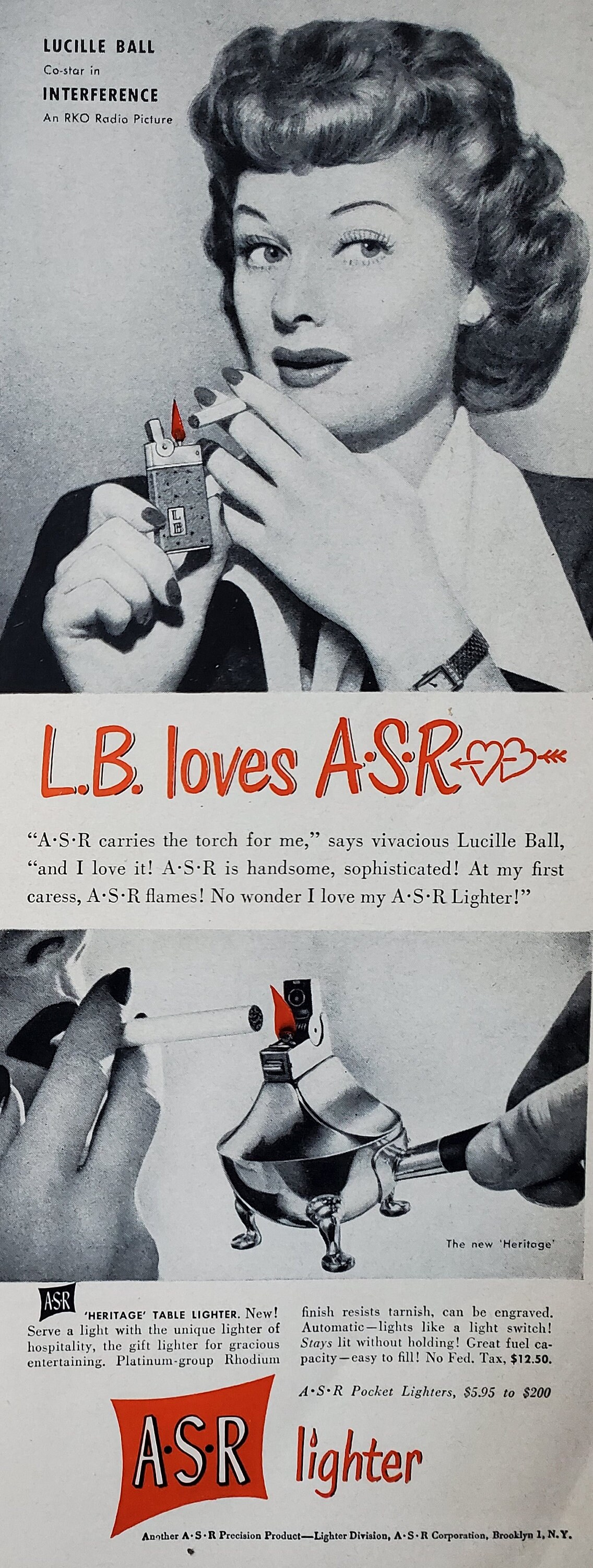 Lucy Ball Arnaz Lucille Red Head Comedienne Lot 2 Smoking Lighters Ad ...