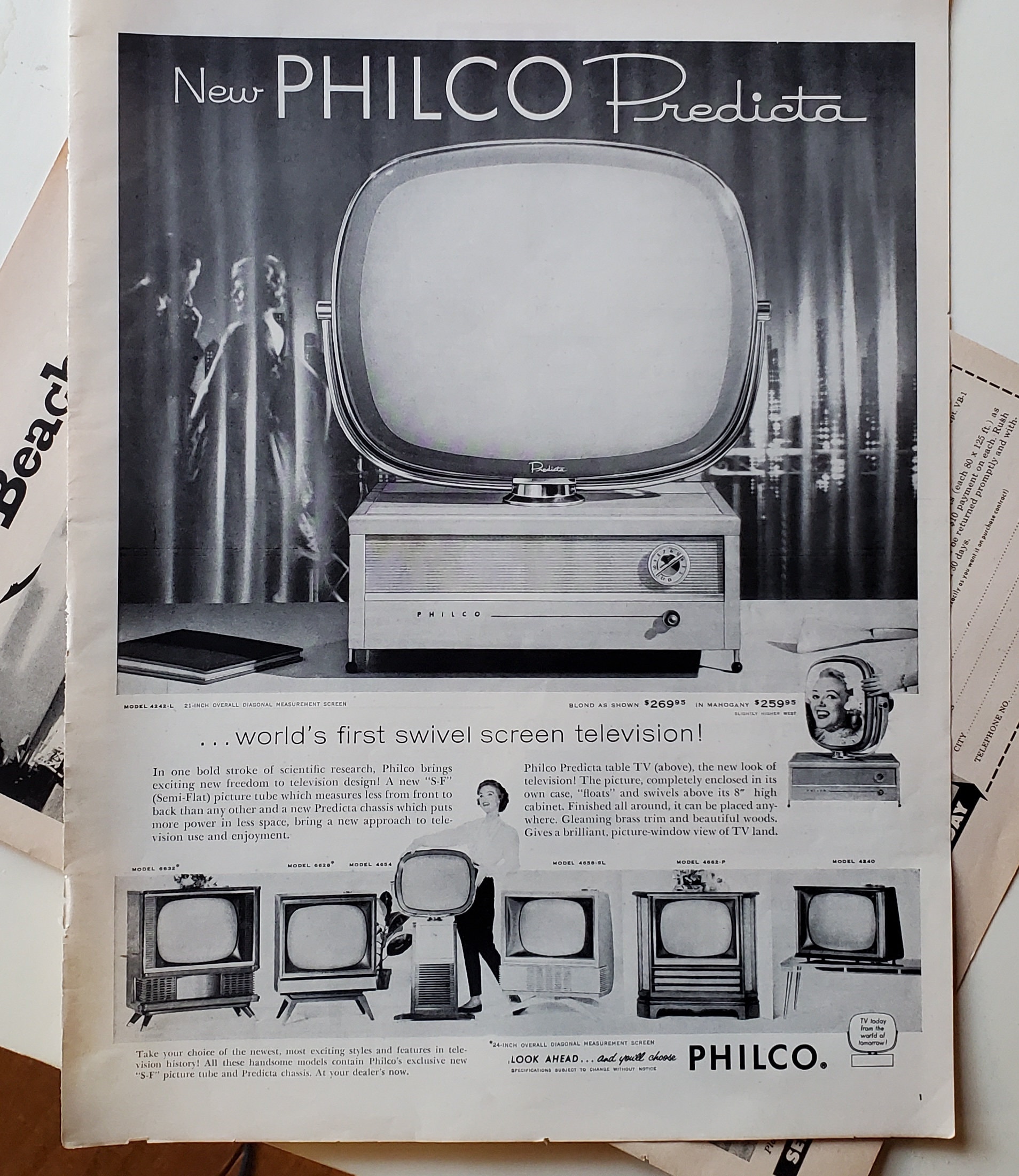 TV Set Art Philco 'predicta' Table TV 1958 BW Art Deco Mid-century ...