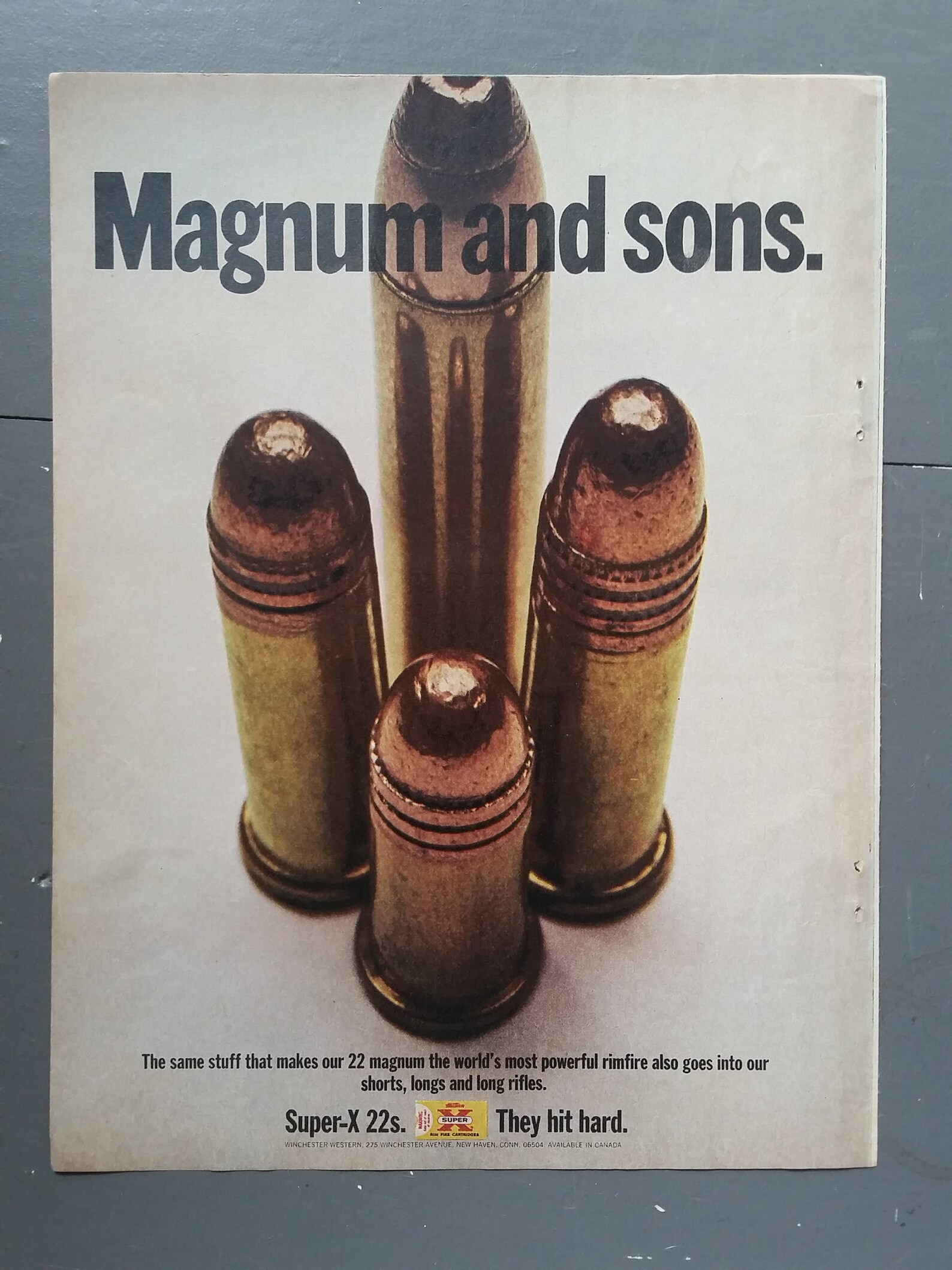 Magnum Rifle Fun Ammo Ad Super X-22s Color Bullets Man Cave Cabin Ad 4 ...