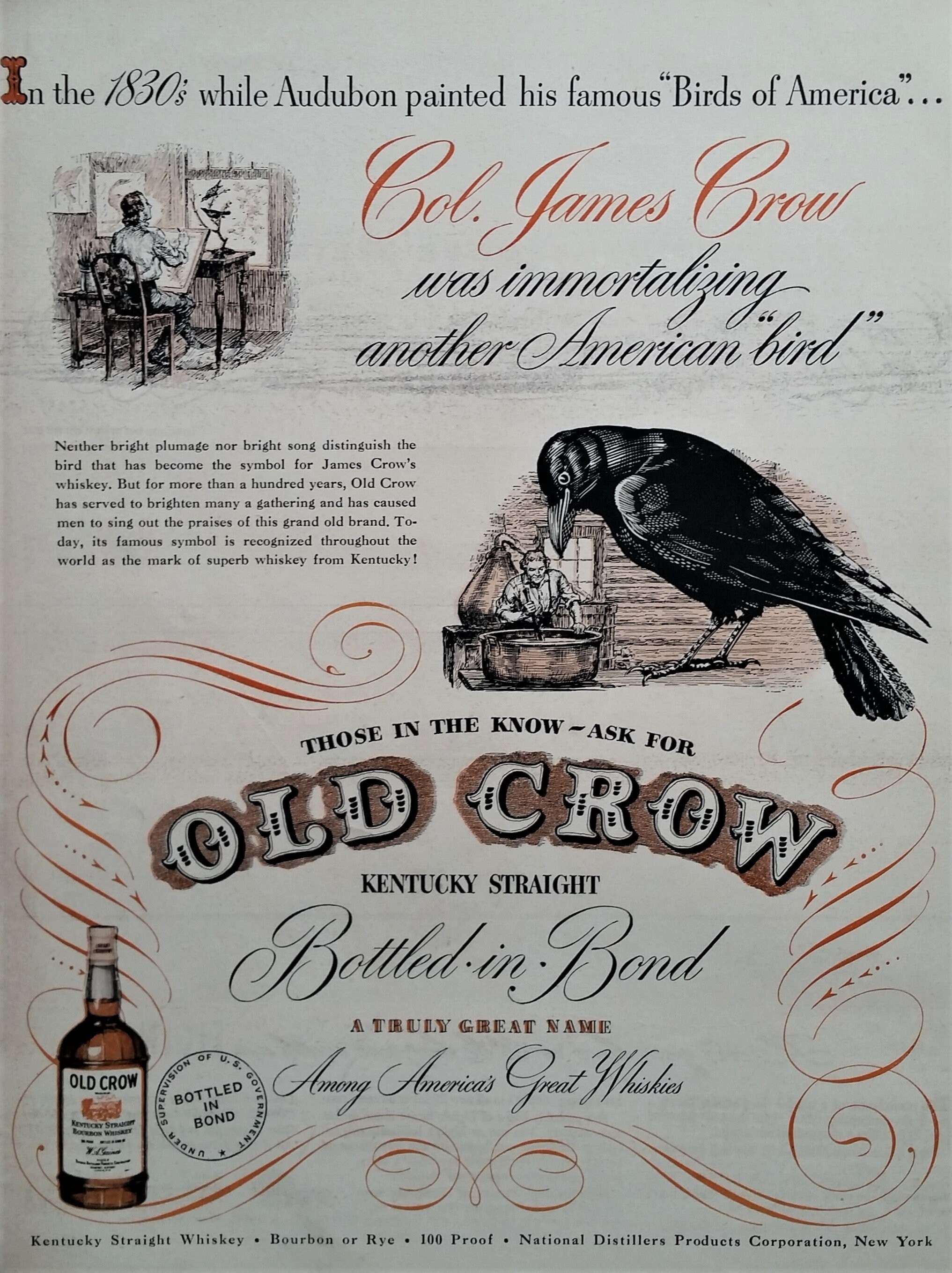 Old Crow Whiskey Black Raven Crow Perched Audobon Illustration | Etsy