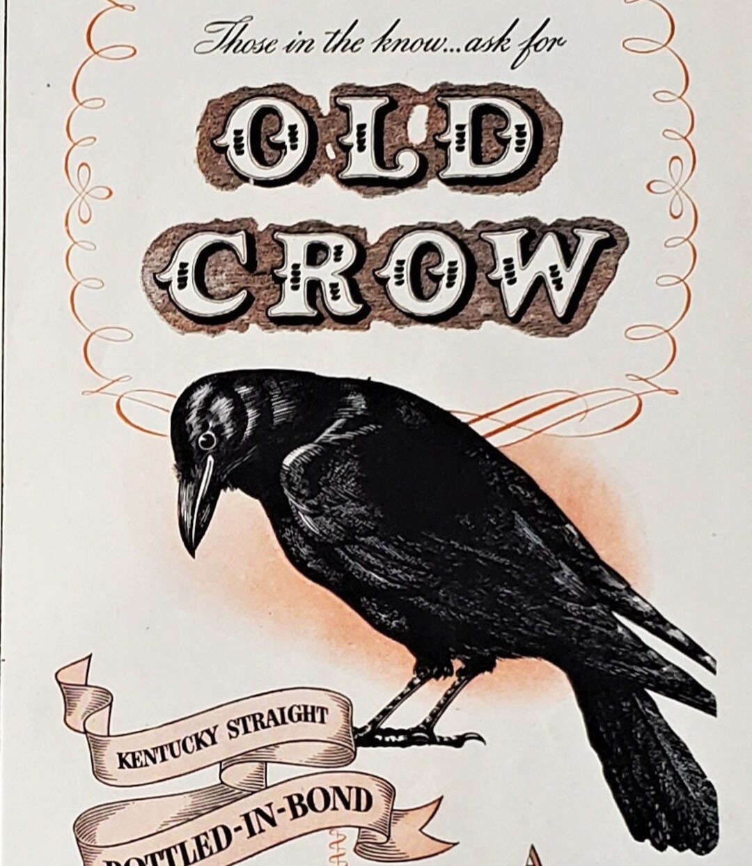 Old Crow Whiskey Black Raven Crow Perched Audobon Illustration ...