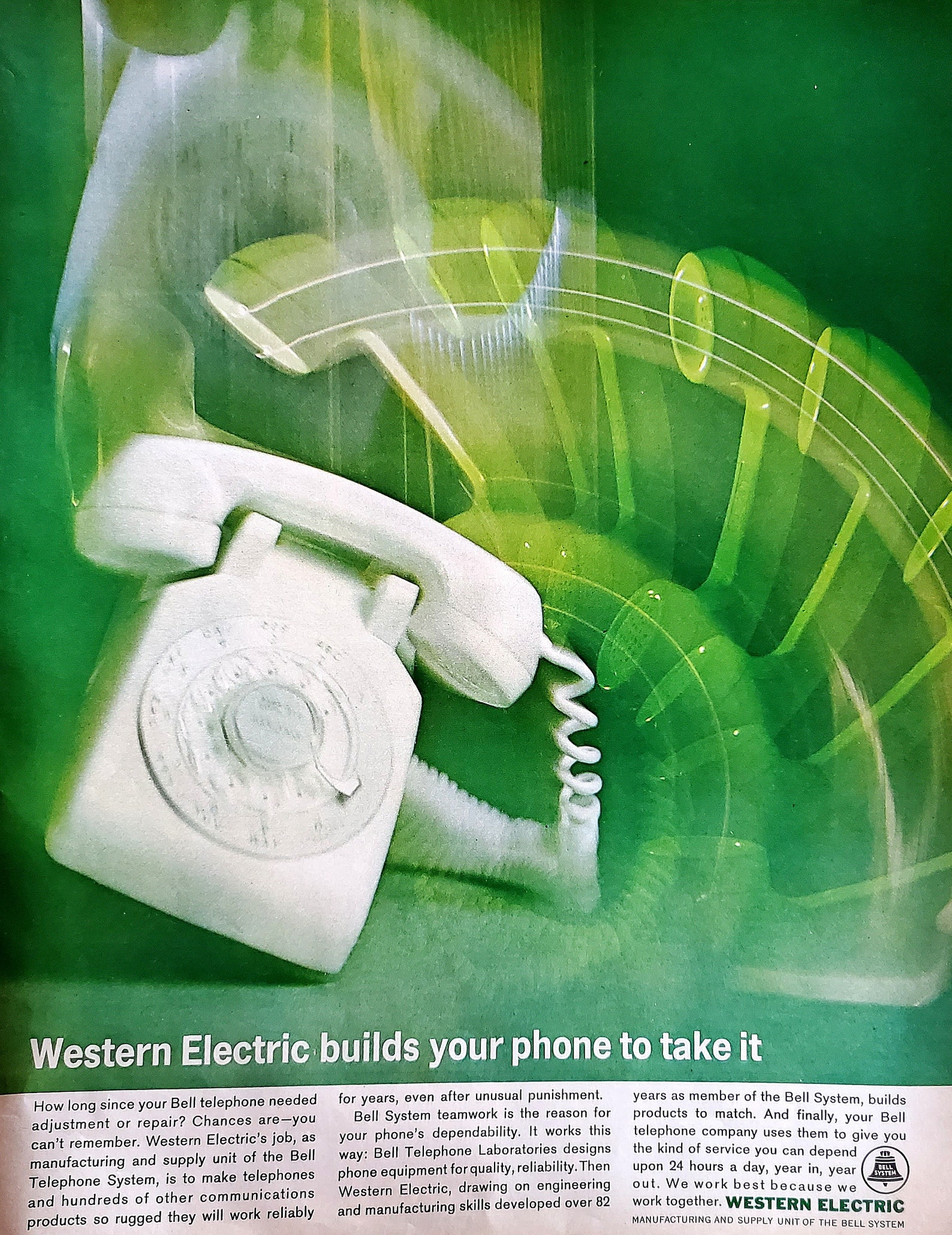 Slamming Down White Rotary Phone Green Background Western Electric Old ...