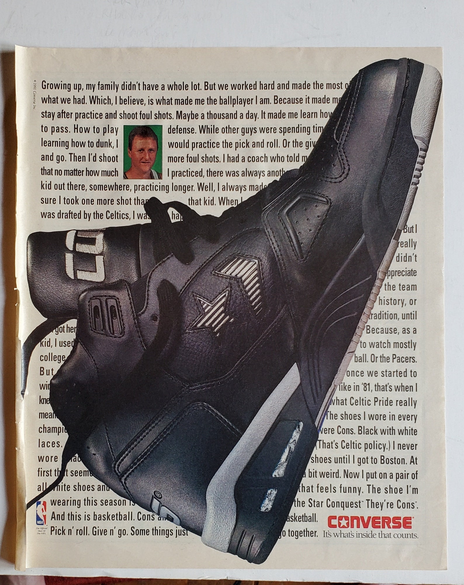 Larry Bird NBA 'goat' Vintage Converse 'star Conquest' Shoe Ad Celtics ...