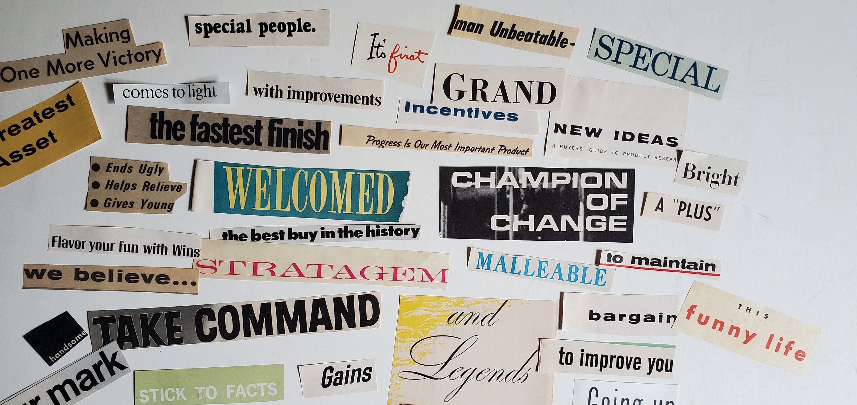 Vintage POSITIVE Encourage Words & Phrases (50), Magazine Cutout Vision ...