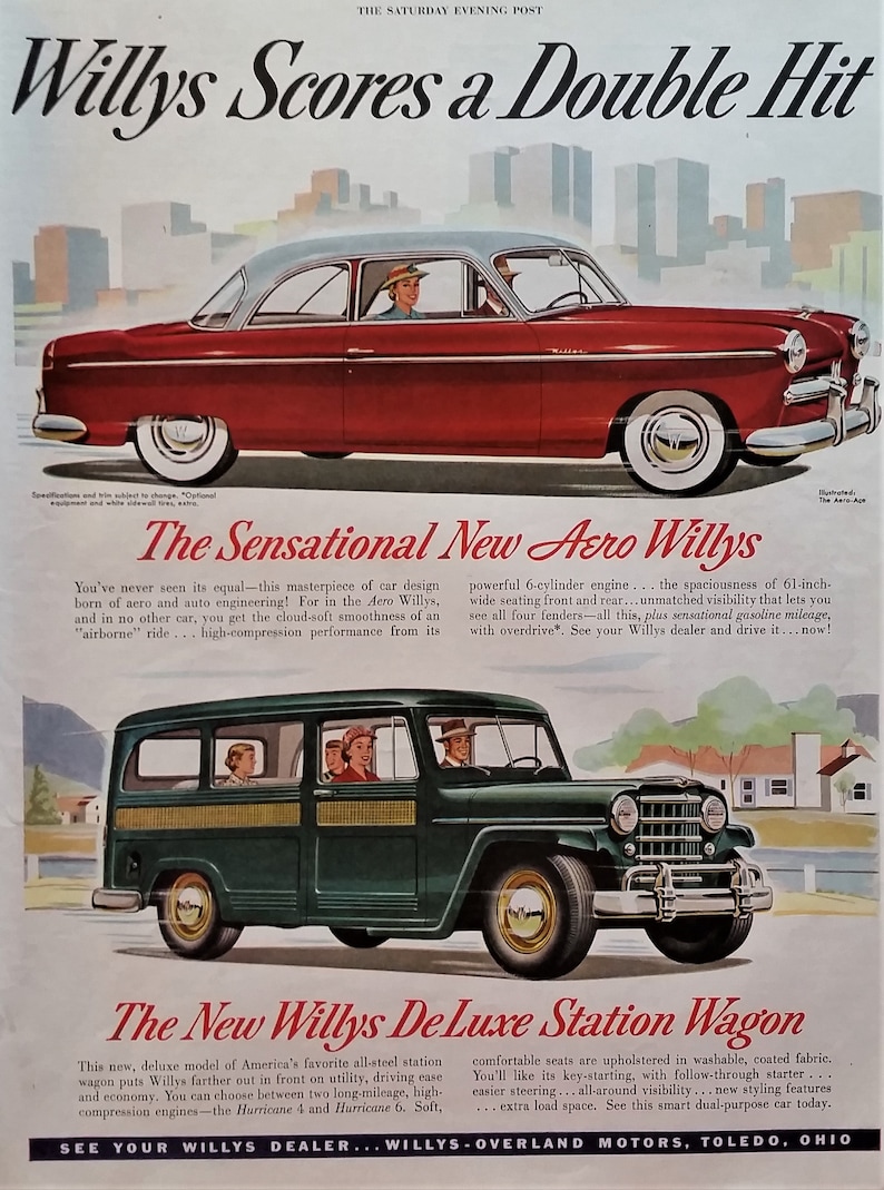 Original Willy's Station Wagon & Aero Willys Jeep Green Woody ...