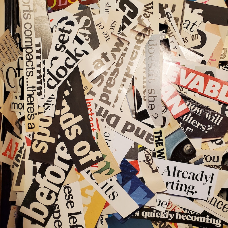 Junk Journal Kit 50 Vtg Words Phrases From Magazine Clippings Cutouts ...