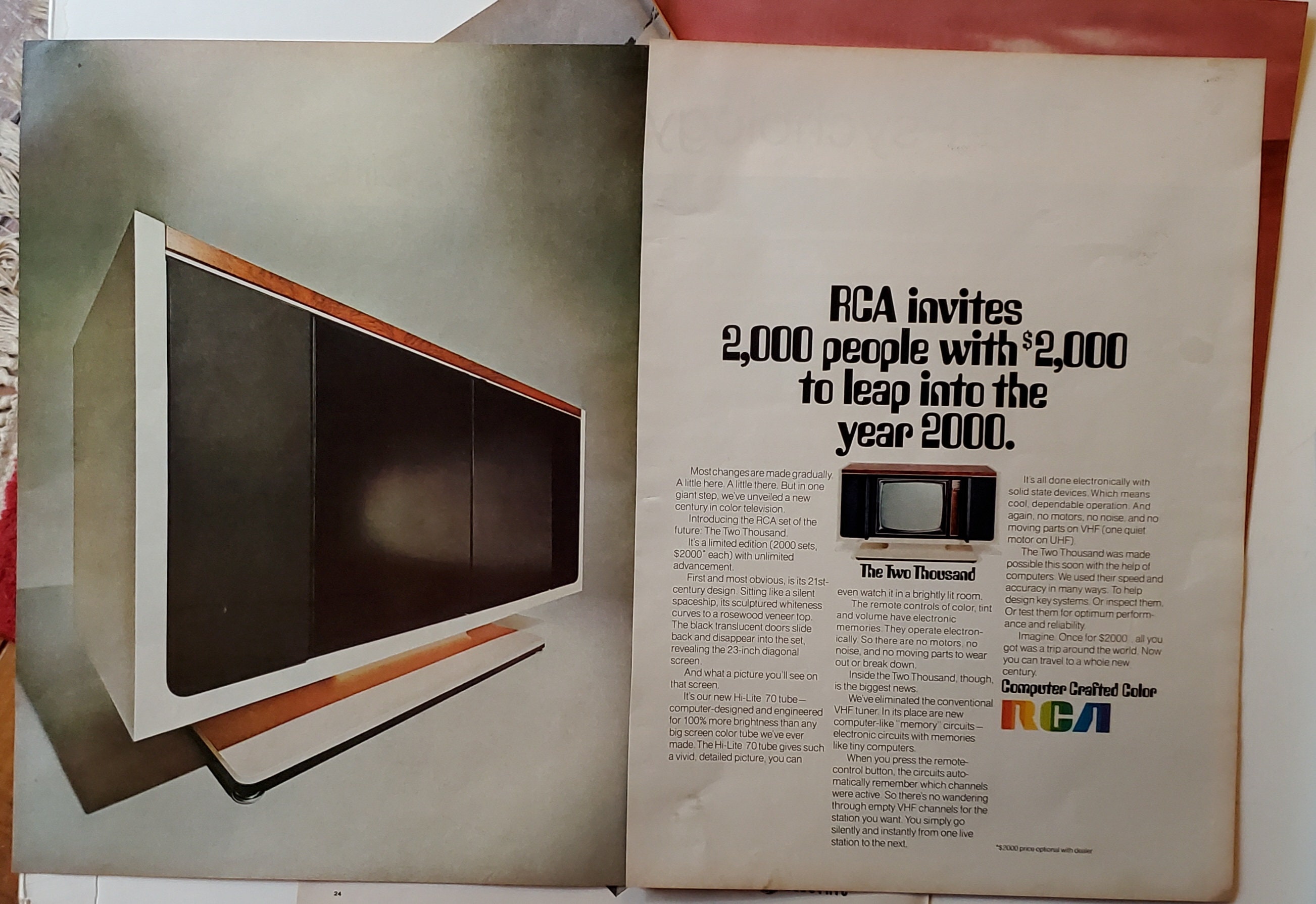 Old Tech RCA 'the Two Thousand 23 Inch Screen 70-tube Hi-lite TV VHF ...