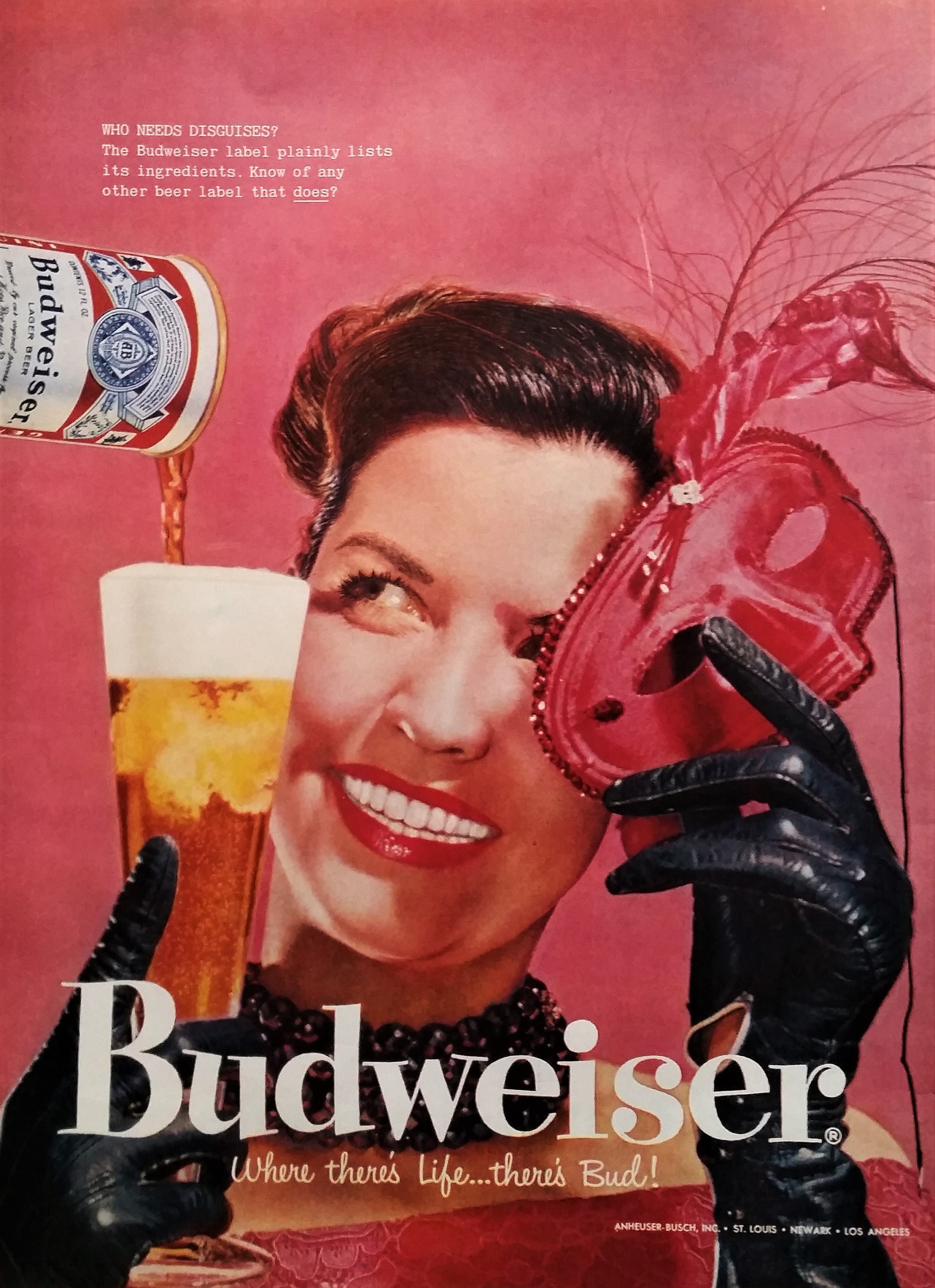 Halloween -budweiser Bud Beer Ad -woman Masquerade Mask -flirt Beer ...
