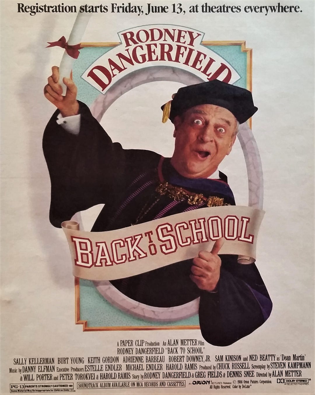 Movie Ad Poster "back to School" Rodney Dangerfield Fans 1986 Raunchy ...