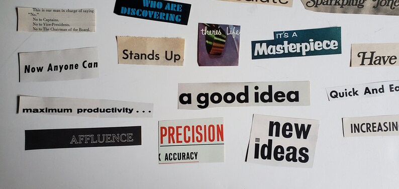 Vintage POSITIVE Encourage Words & Phrases 50, Magazine Cutout Vision ...