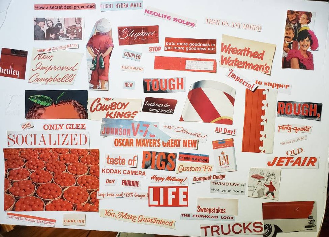 Red Ephemera Cut-outs: Vintage Magazine Words, Phrases, Logos (50) - Etsy