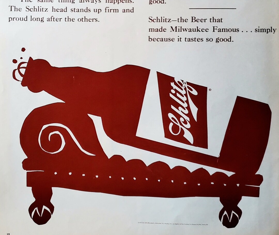 Schlitz Beer Illustrated Ad "head Examined" Beer Bottle 'schlitz' Label ...
