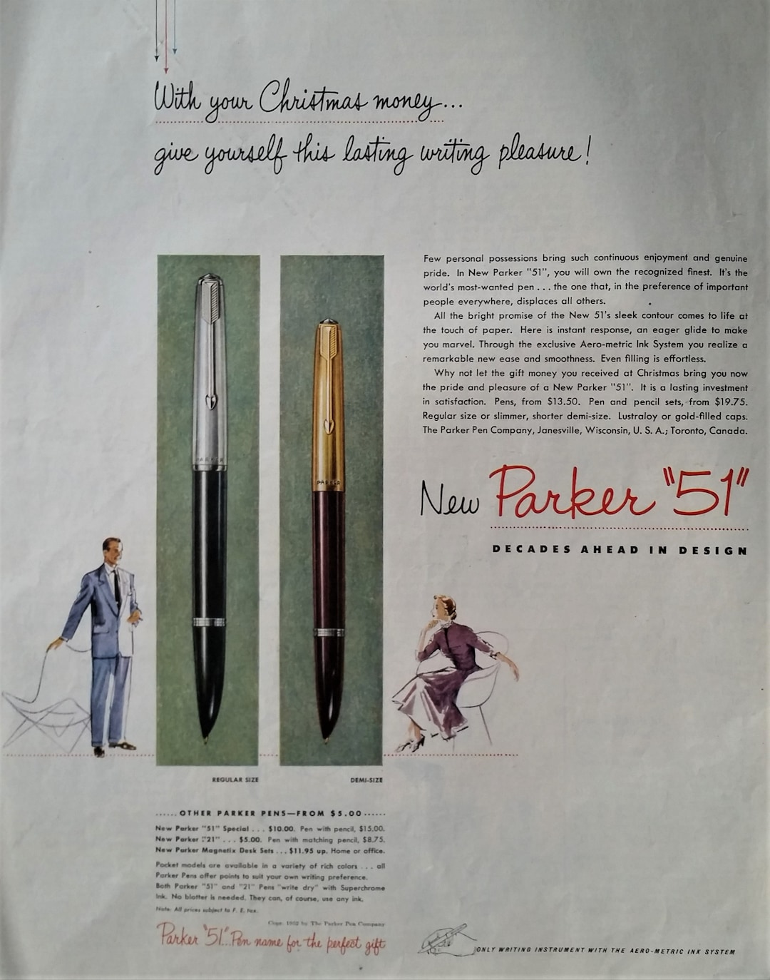 Parker '51' Pen Fans 1951 Ad 'design Eames Chair Fountain Illustrated ...