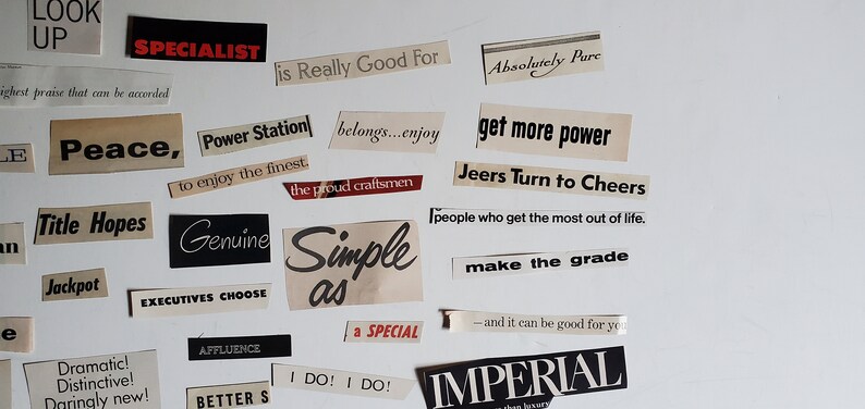 Vintage POSITIVE Encourage Words & Phrases 50, Magazine Cutout Vision ...