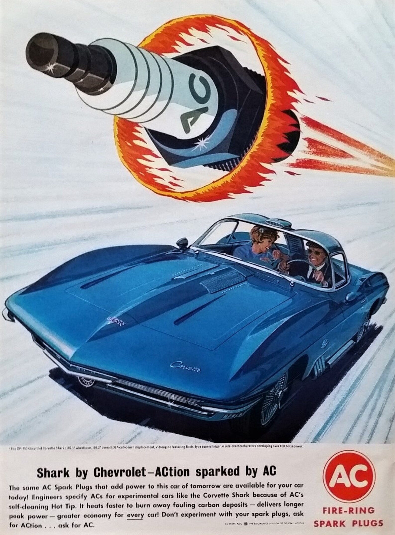 Corvette XP-755 Shark Chevy Blue Dual Bubble Tops Grooved Hood Wheel ...