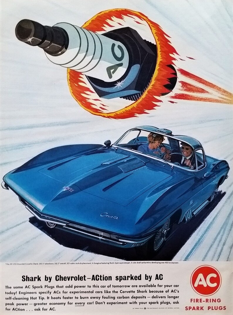 Corvette XP-755 Shark Chevy Blue Dual Bubble Tops Grooved Hood Wheel ...