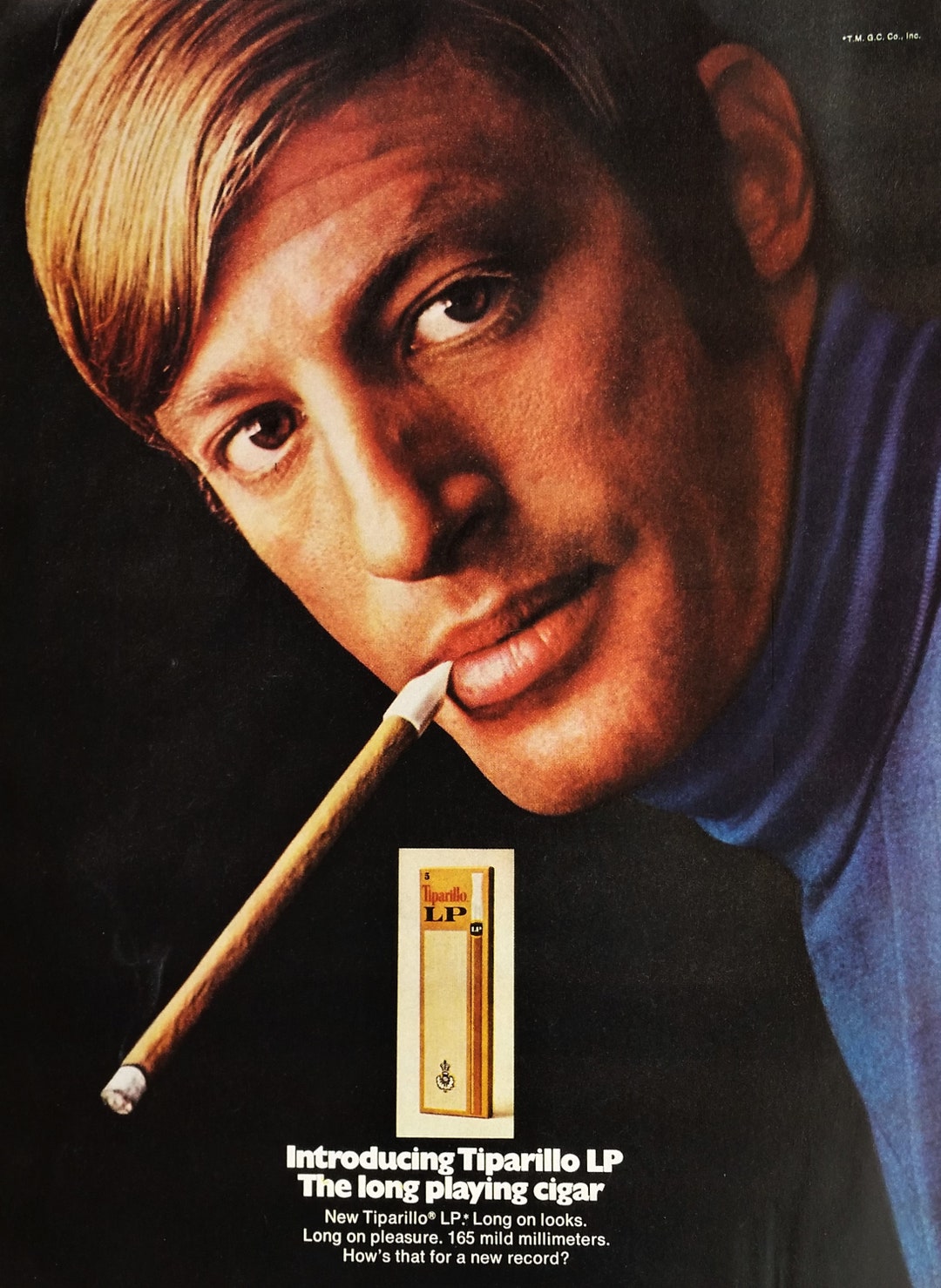 Hunky Sexy Blonde Man Smoking Iconic Tiparillo Cigar 70s Fad Fashion ...