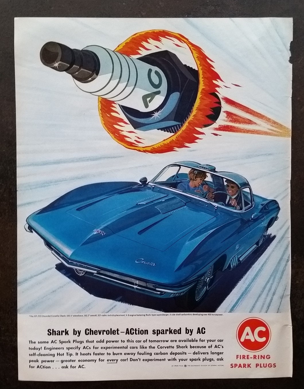 Corvette XP-755 Shark Chevy Blue Dual Bubble Tops Grooved Hood Wheel ...