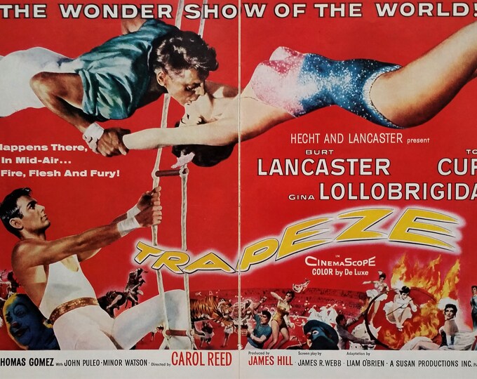 Movie Ad Poster trapeze Tony Curtis Lancaster Gina | Etsy