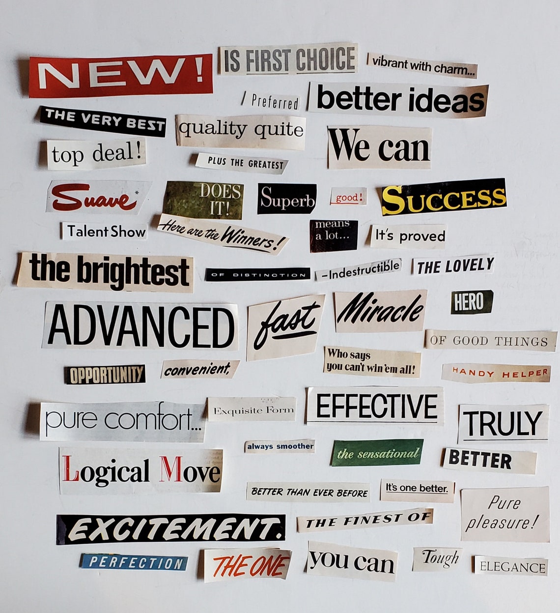 Vintage POSITIVE Encourage Words & Phrases 50, Magazine Cutout Vision ...