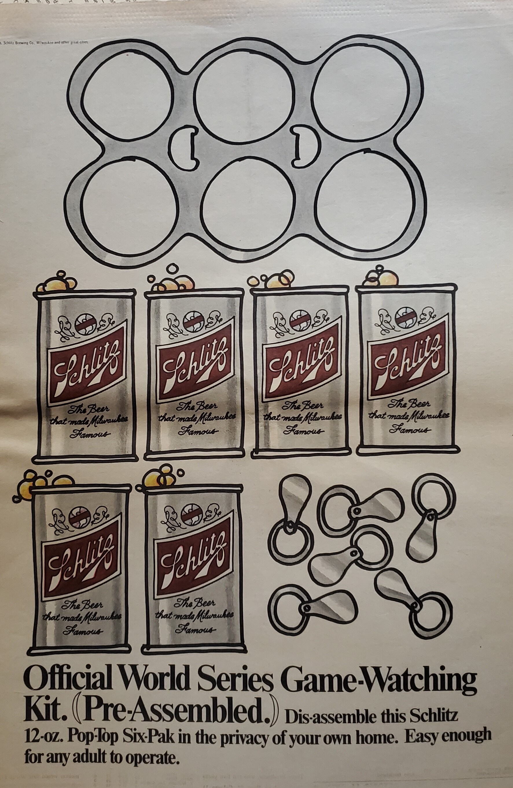 Schlitz Beer Illustrated Classic 60s Can Rings Tabs Newspaper 70s ...