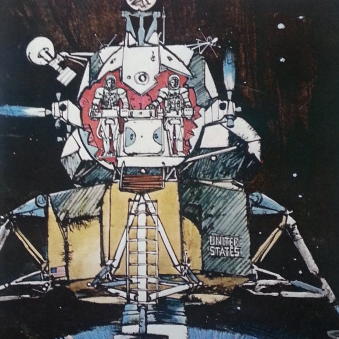 69 Lunar Module Illustrated Landing Moon Color Illustration Space ...