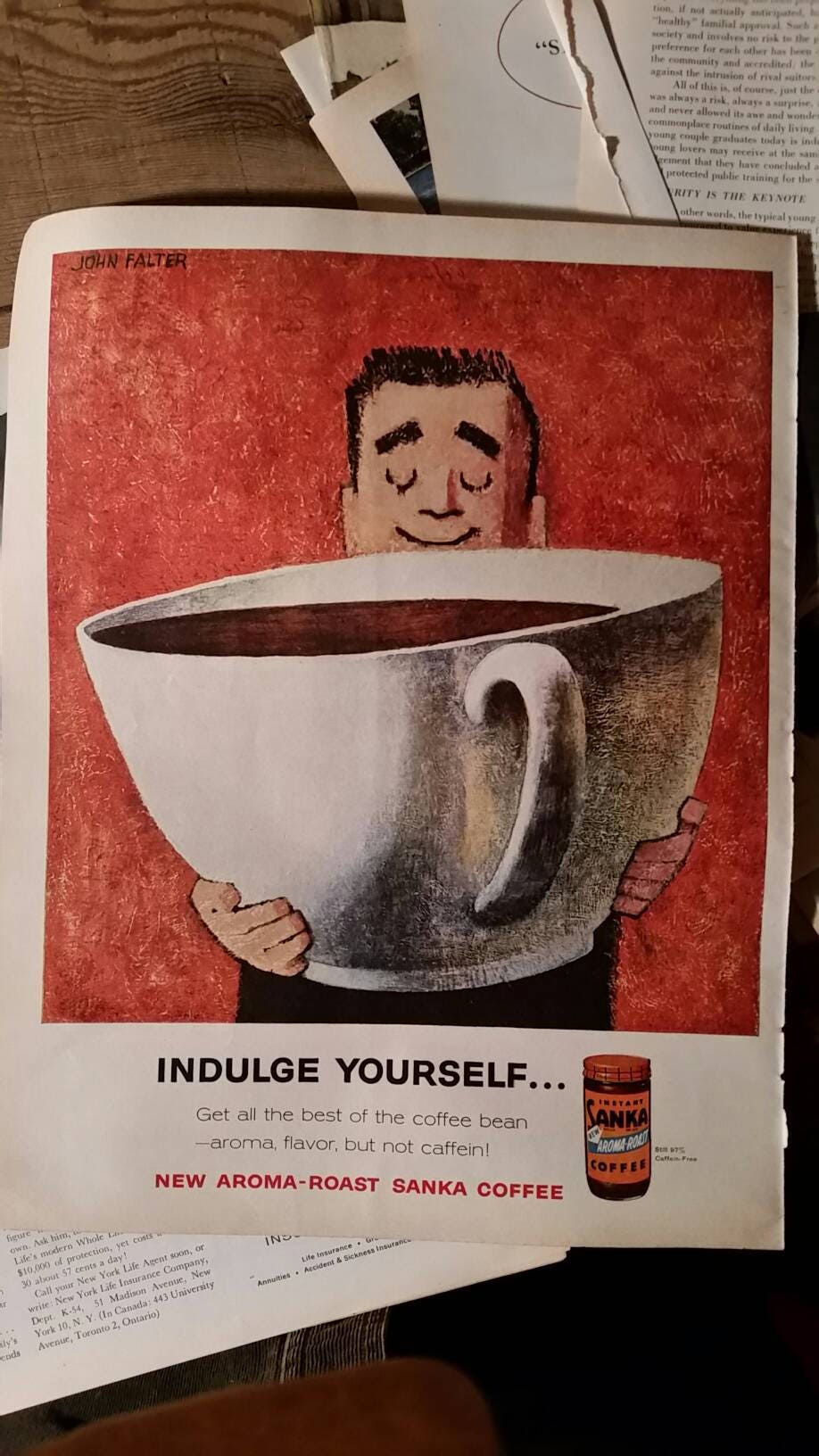 Vintage Coffee Advertisement Classic Man Holding a Large Cup - Etsy