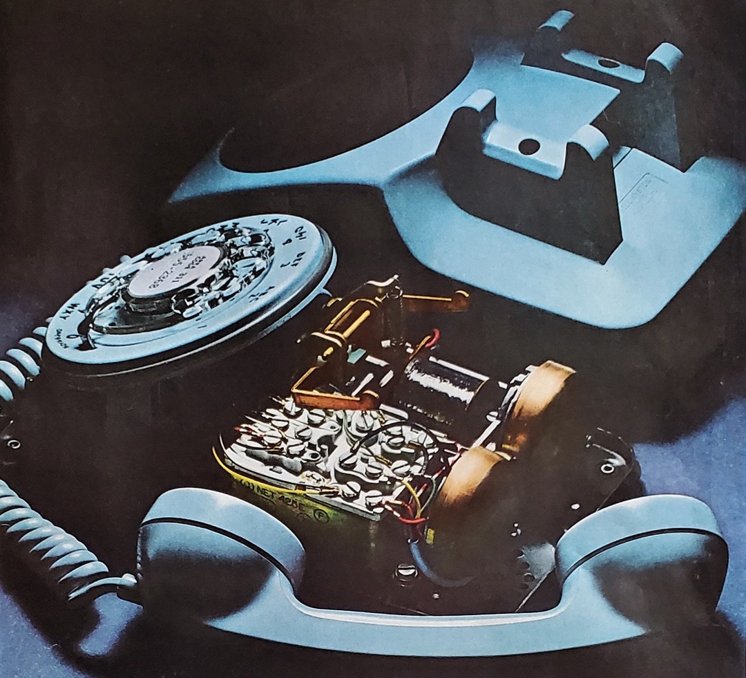 Vintage Blue Rotary Phone Guts Western Electric Old School Tech Pre-cell Illustration 50s ...