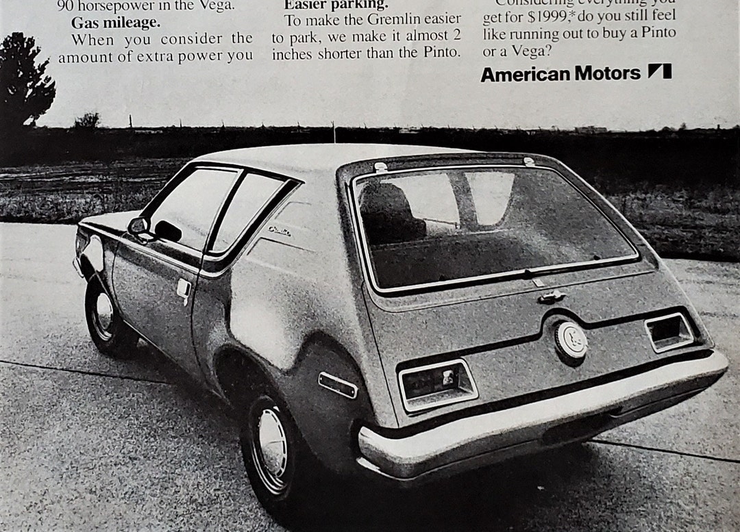 Vintage Gremlin AMC BW Photo Artistic Classic Ugly Car 4 Passenger 1999 ...