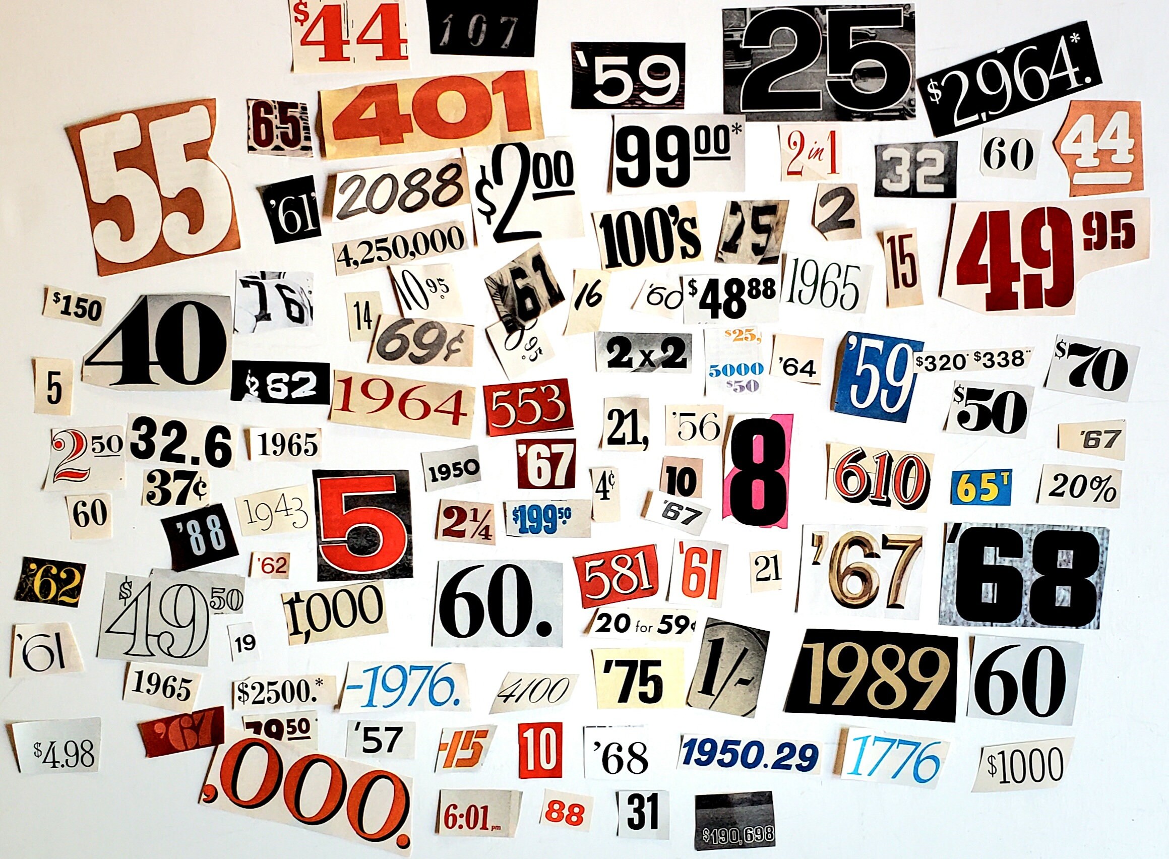 Vintage Number Cutouts Collection 100 Count Assorted Fonts, Sizes ...