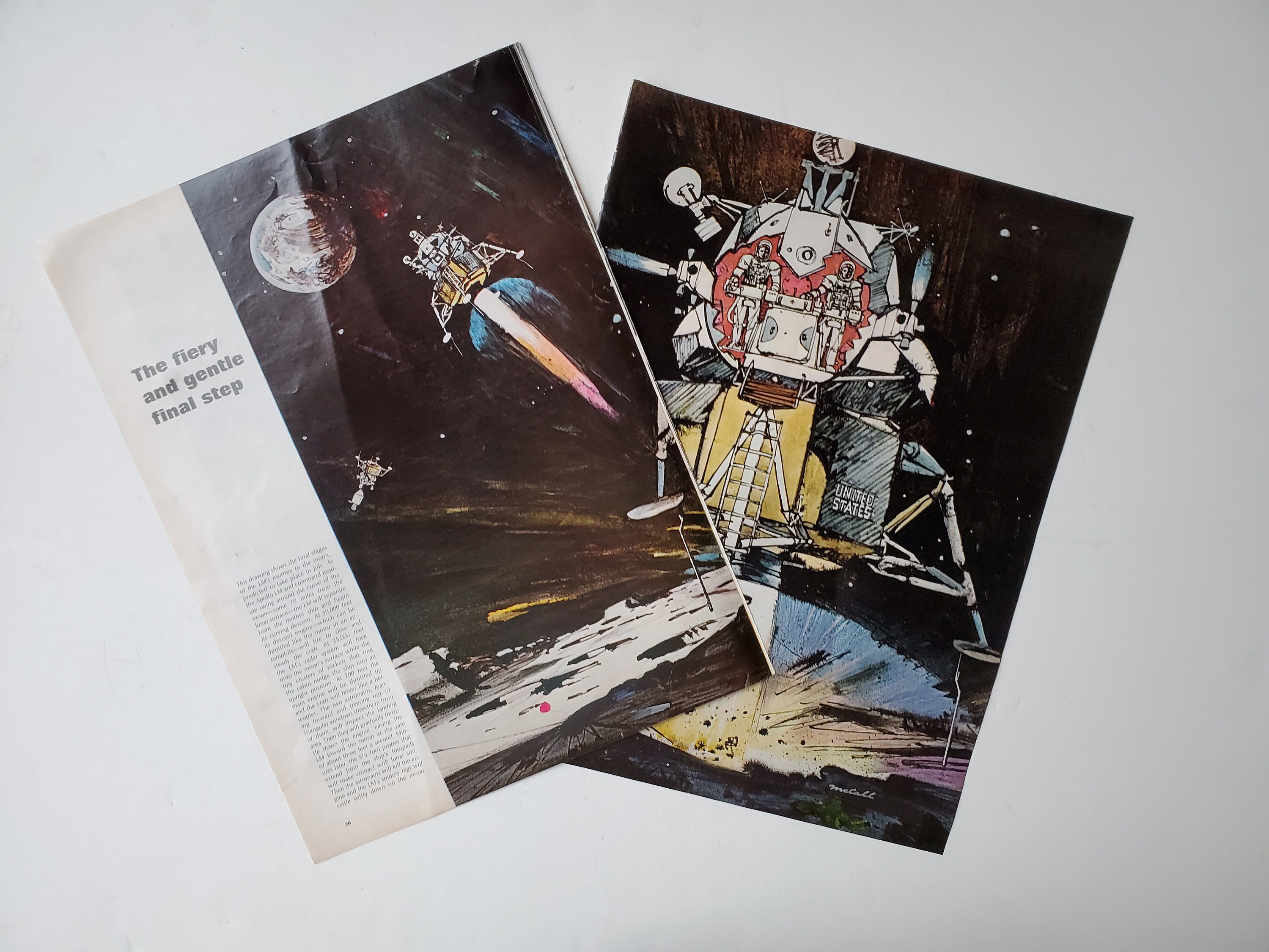 69 Lunar Module Illustrated Landing Moon Color Illustration - Etsy