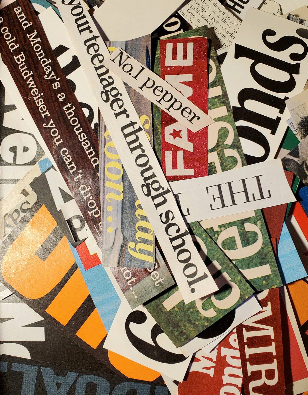 Junk Journal Kit 50 Vtg Words Phrases From Magazine Clippings Cutouts ...