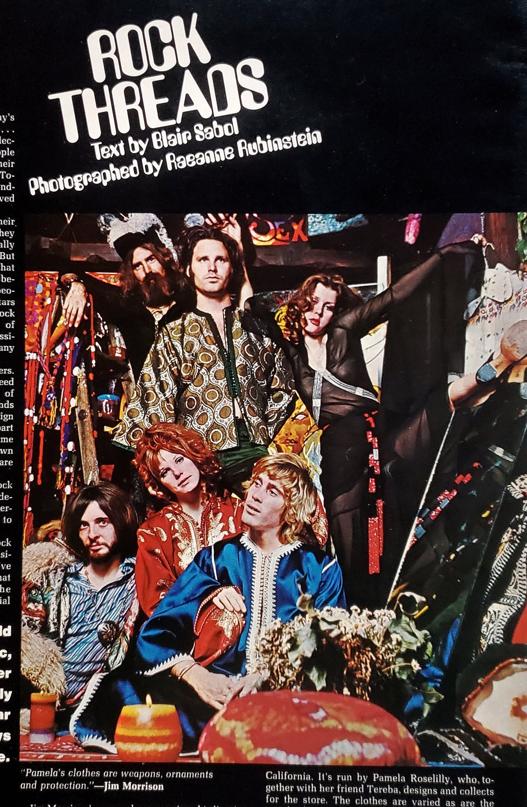 The Doors Jim Morrison 1970 Psychedelic Rock Threads Designer Groupie ...