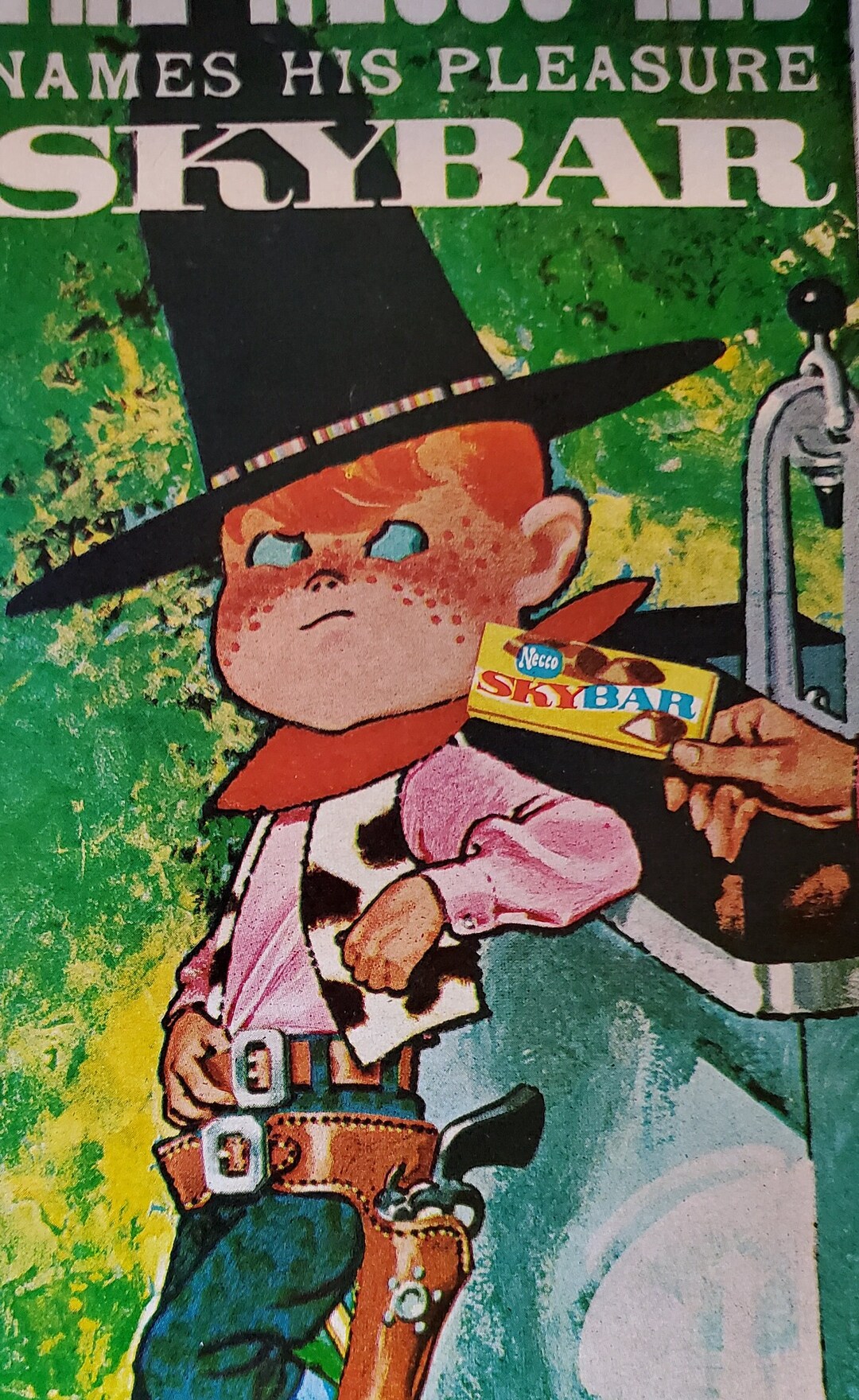 Red Headed 'cowboy' Necco Kid 10-gallon Hat 6-gun Mean Look Fun ...