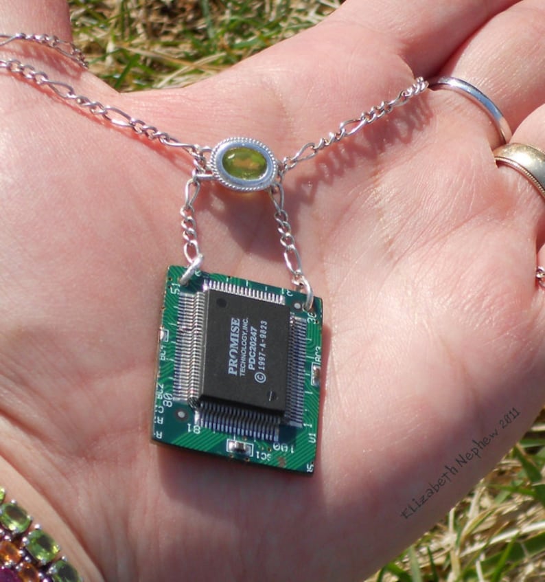 Computer Chip Necklace: Promise, Sterling Silver by Elizabeth Nephew ...