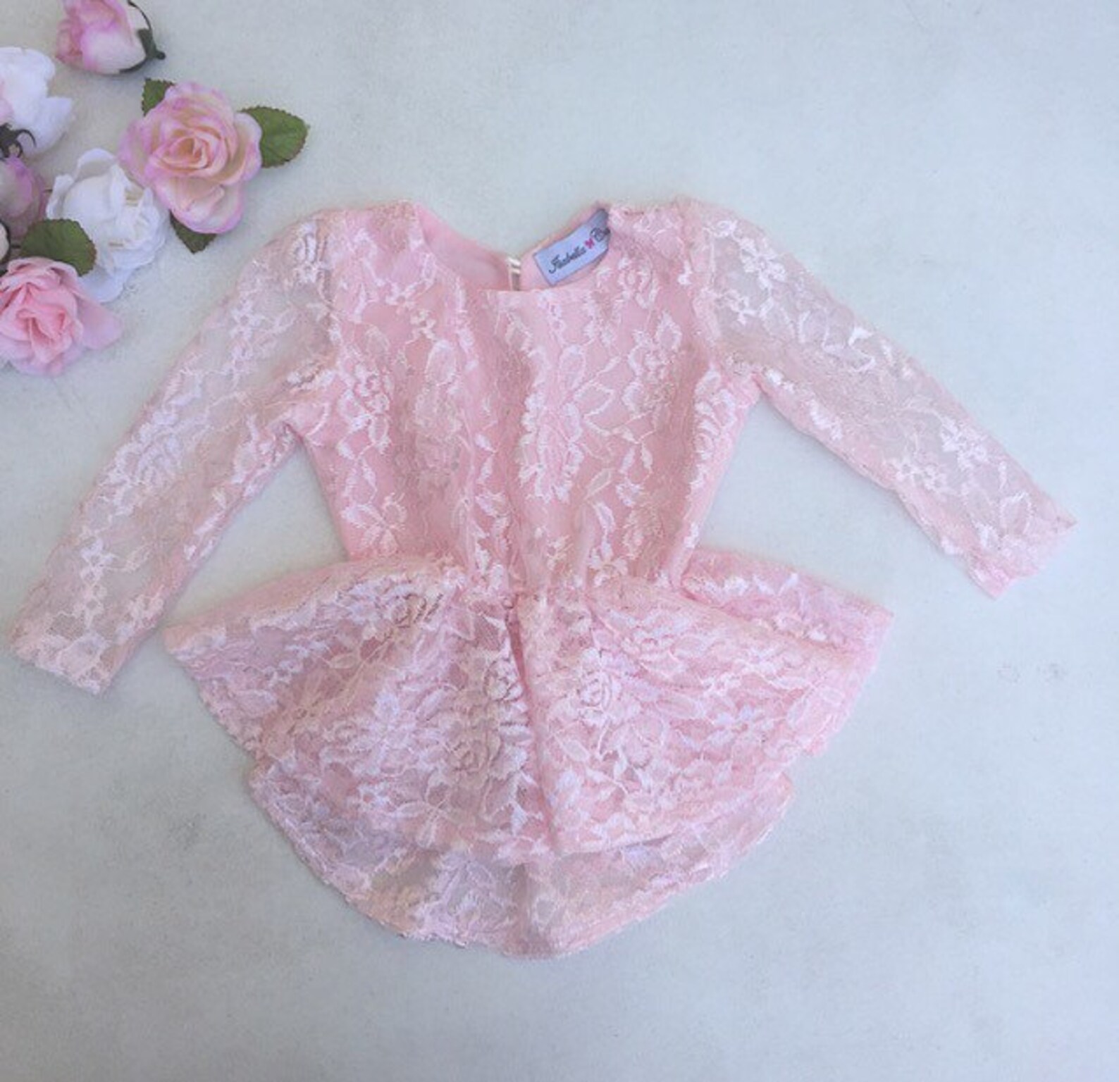 Pink Girls Lace Peplum Top With Bow Children Peplum Top - Etsy