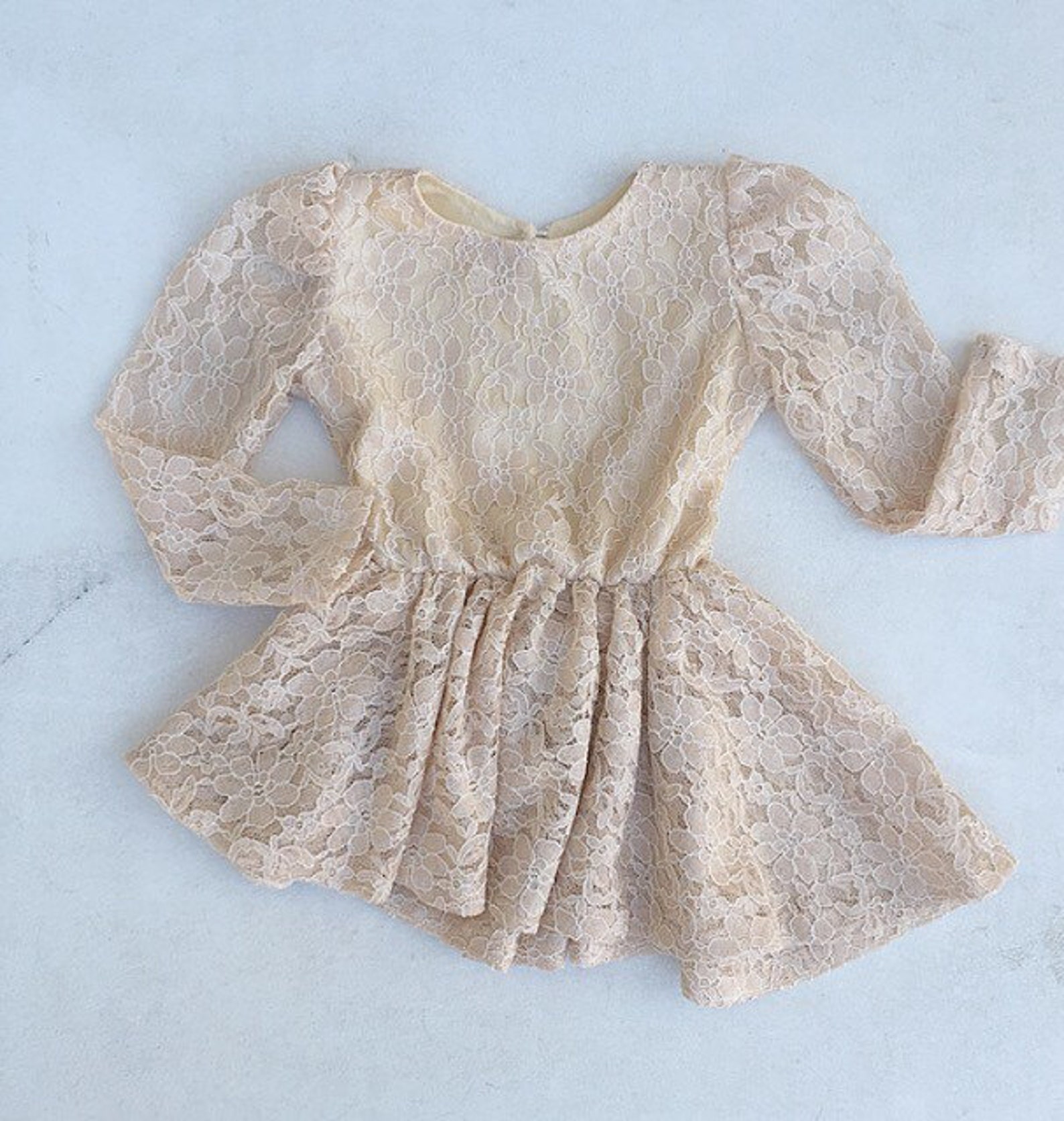 Lace Champagne Girls Peplum Top With Bow - Children - Peplum Top With ...
