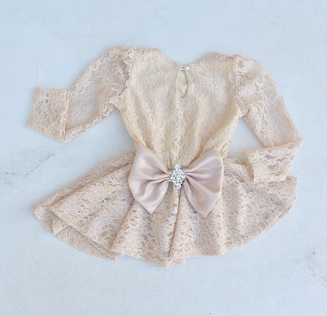 Lace Champagne Girls Peplum Top With Bow Children Peplum - Etsy