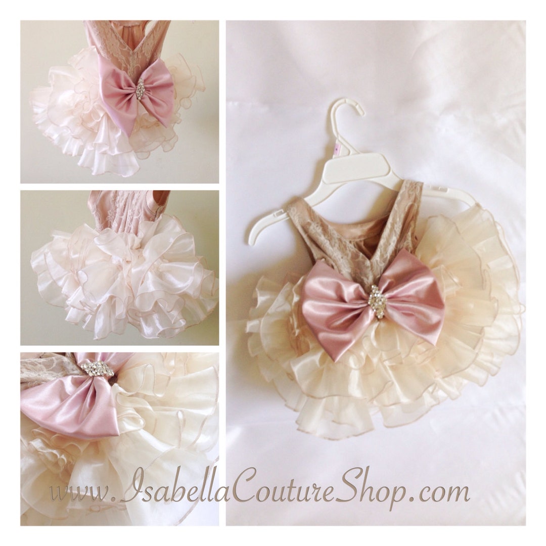 ANGELA DRESS With Satin FOLDS - Flower Girl Dress - Girls Lace Dress ...