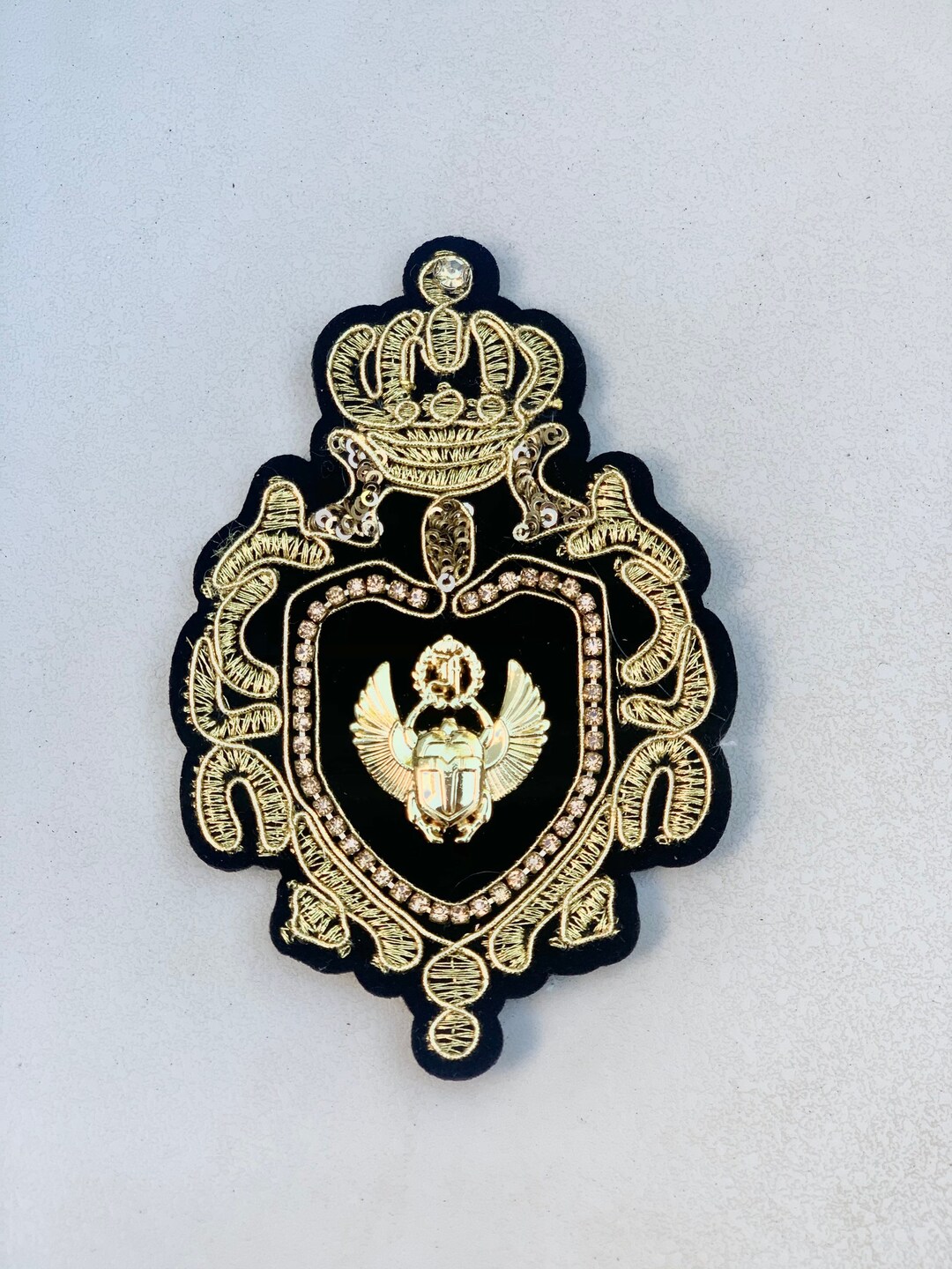 Gold Sew on Crown Patch, Royal Patch, Embellished Patchwork Gold Crow ...