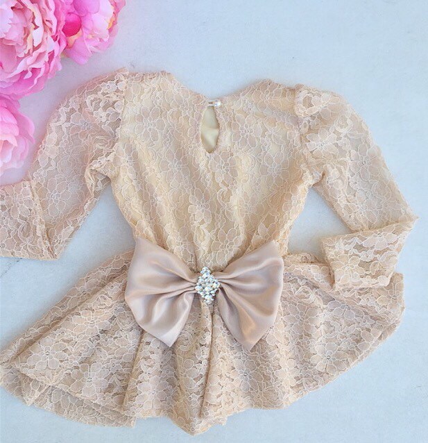 Lace Champagne Girls Peplum Top With Bow Children Peplum - Etsy