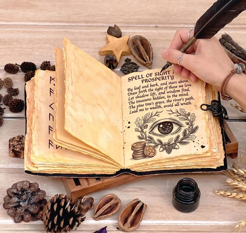 Celestial Leather Journal, Moon Phase Notebook, Galaxy Grimoire ...