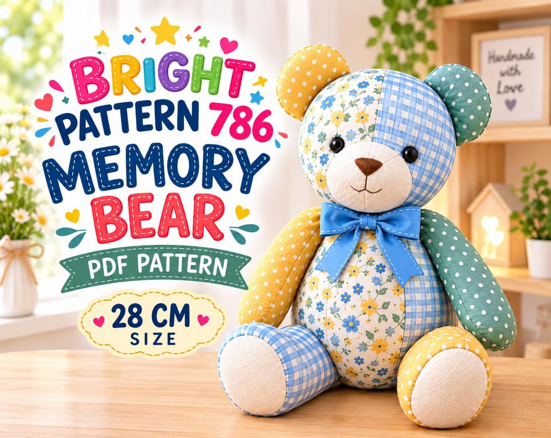 Memory Bear Sewing Pattern PDF, 28cm Keepsake Teddy Bear Template ...