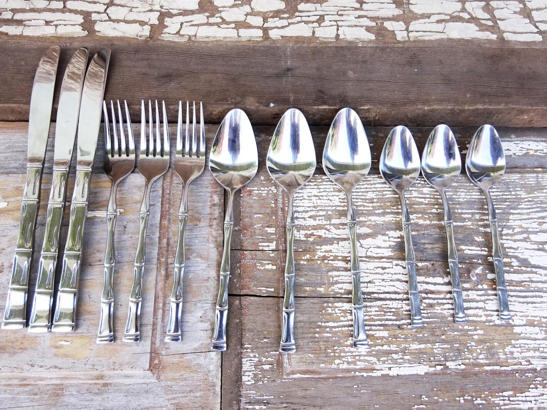 Vintage Bamboo Flatware Stainless Korea - Etsy