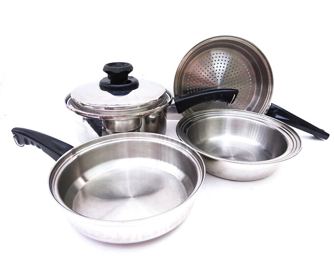 Vintage Lustre Craft Multi Core 5 Ply Saucepan Cookware Set - Etsy