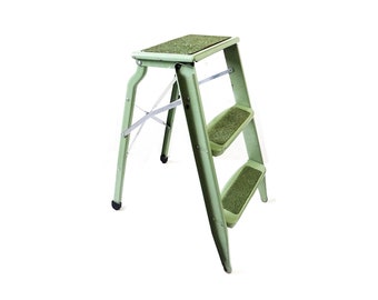 Vintage STEP STOOL Metal Folding Kitchen Metal Chair Mid Century Modern ...