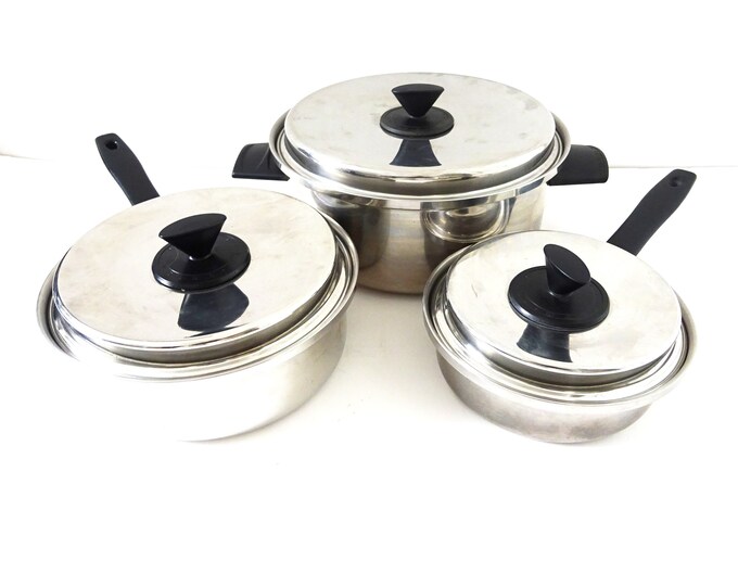 Vintage Ecko 6 Piece Set Prudential Ware Tri Clad Stainless Steel ...