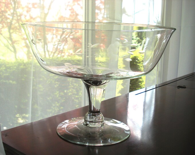 Princess House Crystal Heritage Design Large Pedestal Bowl - Etsy