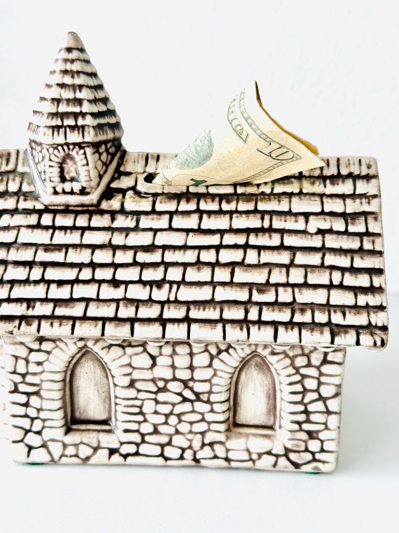 Vintage Albertas Church Ceramic Coin Bank, Hand Painted Piggy Bank ...