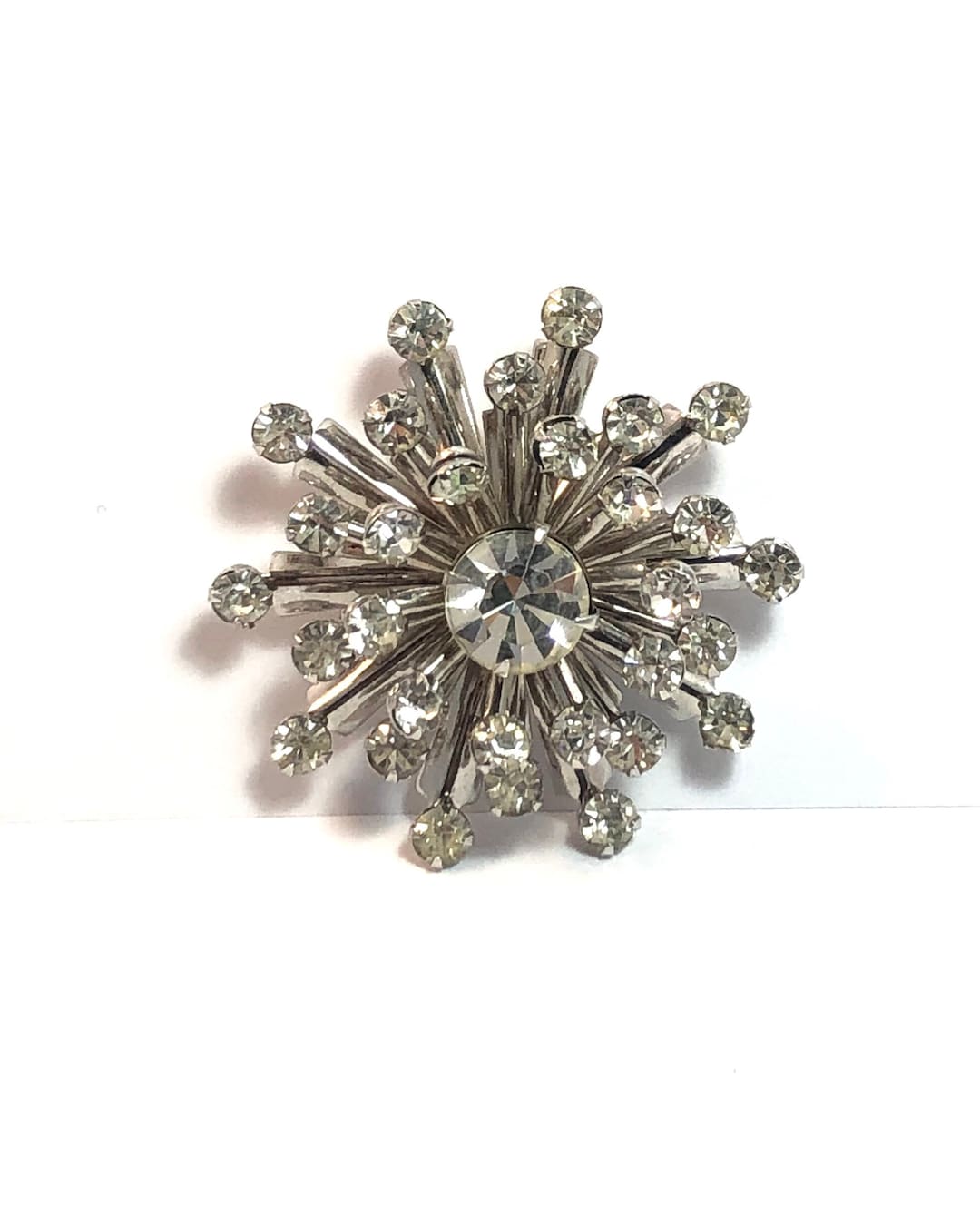 Starburst 1950s Vintage Clear Rhinestones Brooch - Etsy